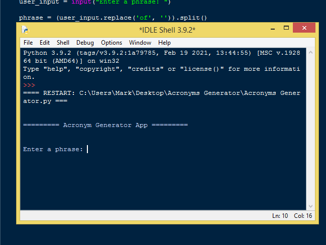 Acronyms Generator App In Python With Source Code Sourcecodester